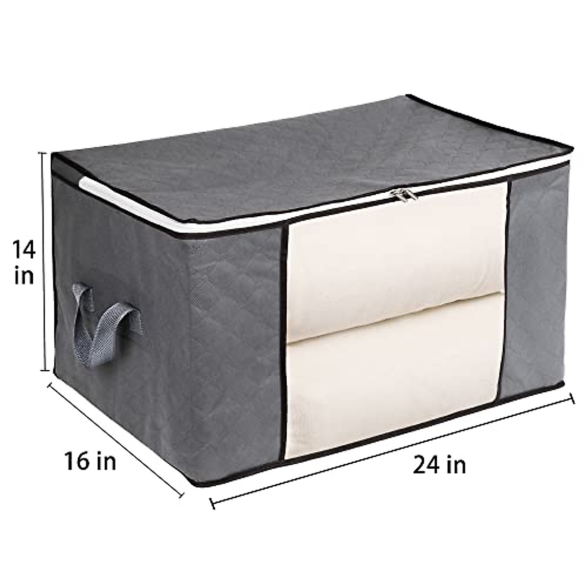 Uzifa Storage Bags Clothes Clothing Blanket Comforter Storage bags, Foldable Closet Organizer for Clothes Blankets Closets Bedding Pillow Bedrooms and More, Storage Containers for Bedding, 3-Layer Fabric Clear Window With Reinforced Handle and Dual Zipper
