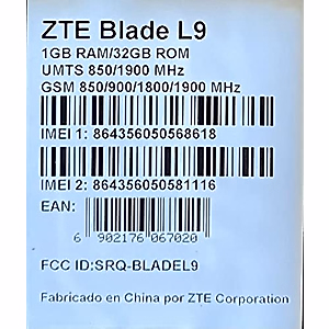 ZTE Blade L9 2021 (32GB, 1GB) 5" 2000mAh, Dual SIM 4G LTE GSM Factory Unlocked, Quad-Core Android 11, Smartphone (GSM Version, Not CDMA) Latin International Version No Warranty (Grey)