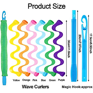 30 Pieces Hair Curlers Styling Kit, Wave Style Hair Rollers Spiral Curls No Heat Hair Curlers with Styling Hooks for Women Girls Long Hair Most Hairstyle Styling Tools (30 cm/ 11.8 Inch)