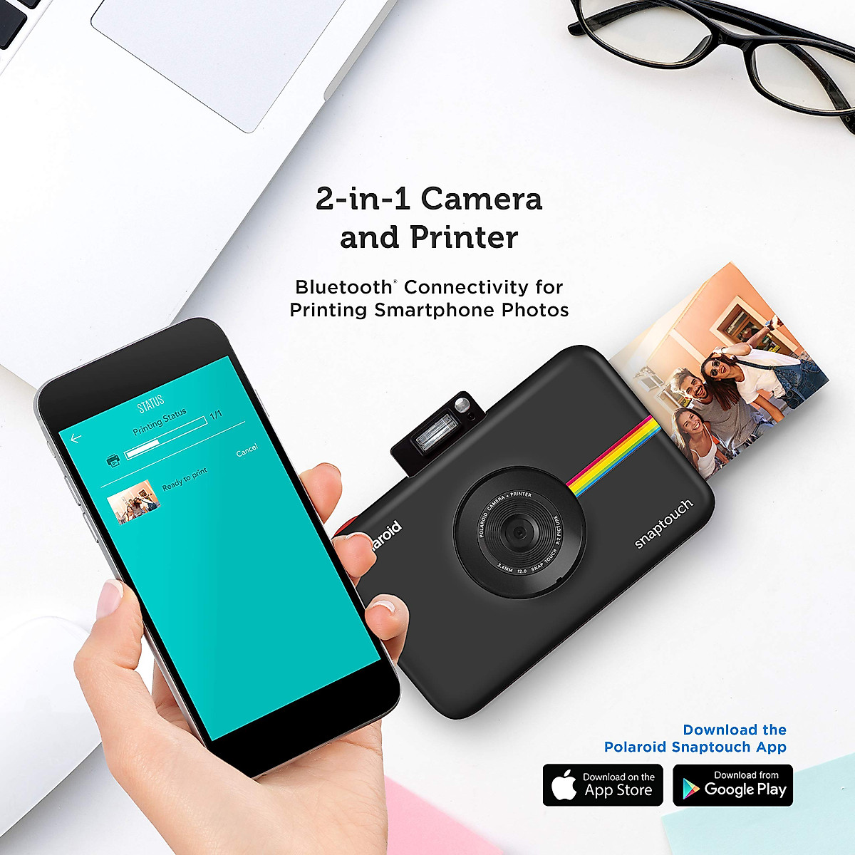 Zink Polaroid SNAP Touch 2.0 – 13MP Portable Instant Print Digital Photo Camera w/ Built-In Touchscreen Display, Black