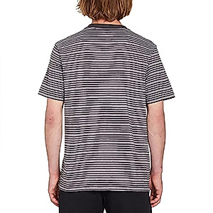 Volcom Men's Regular Static Stripe Crew Shirt, Black, Medium