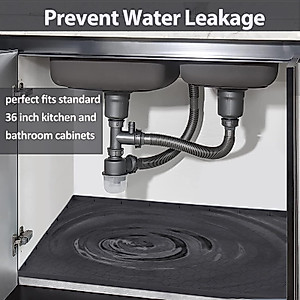 Under Sink Mats for Kitchen Waterproof, Under Sink Liner 34" x 22" for Kitchen fit 36" Cabinet, Sink Mats for Bottom of kitchen Sink for Drips Leaks, Under Kitchen Sink Mats and Protectors, Black