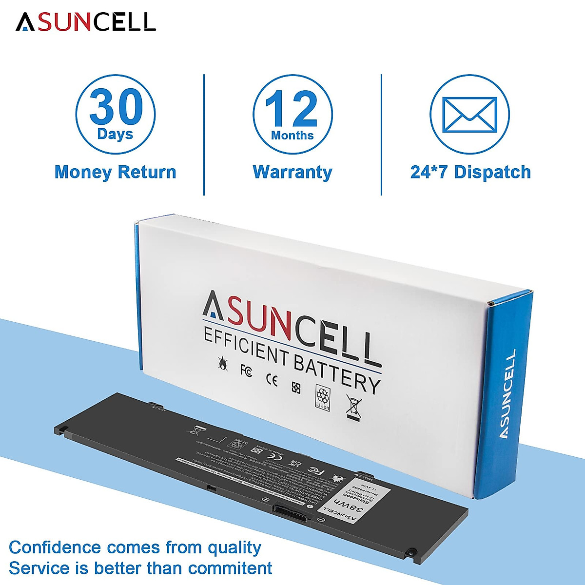 ASUNCELL 38Wh F62G0 Battery for Dell Inspiron 13 7000 7373 7386 2 in 1 Series Vostro 13 5000 5370 13-5370 P83G P87G P91G Series F62GO 39DY5 RPJC3