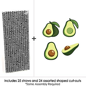 Hello Avocado - Paper Straw Decor - Fiesta Party Striped Decorative Straws - Set of 24