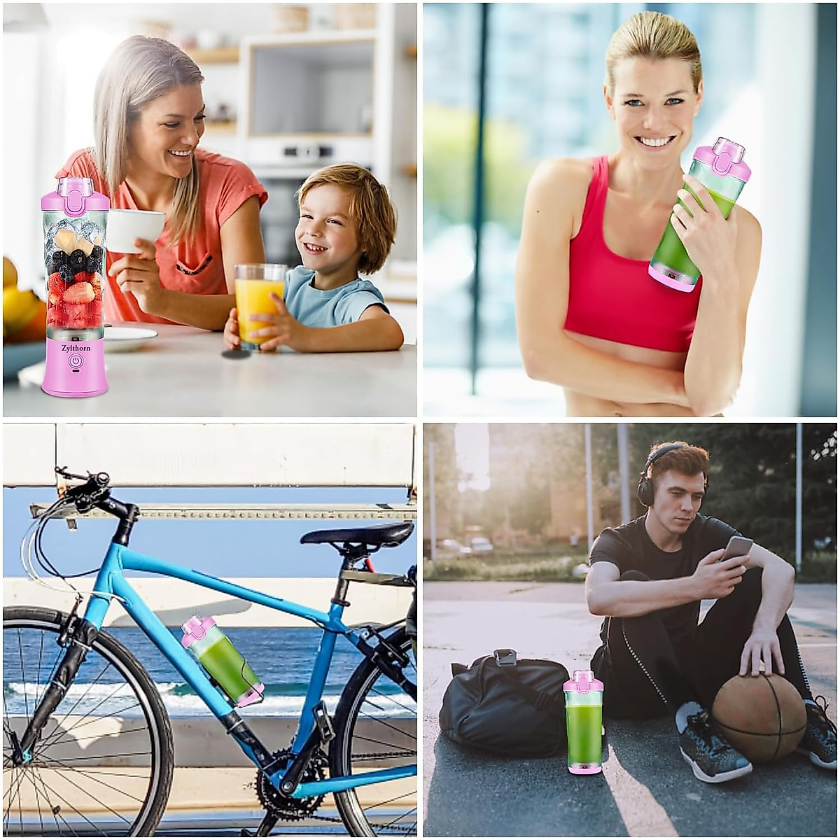 ZYLTHORN Portable Blender,Personal Size Blender for Shakes and Smoothies with 6 Blades,20 Oz Mini fresh juicer Blender Cup USB rechargeable with Travel Lid for Home,Office & Gym (Purple)