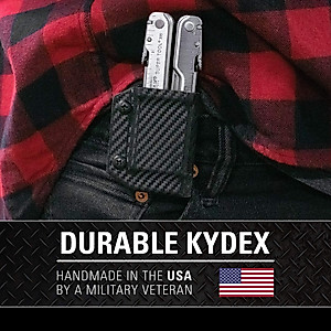 Clip & Carry Kydex Multitool Sheath for the Leatherman Supertool 300 - Everyday Carry Holder Holster - Made in USA - Carbon Fiber Black