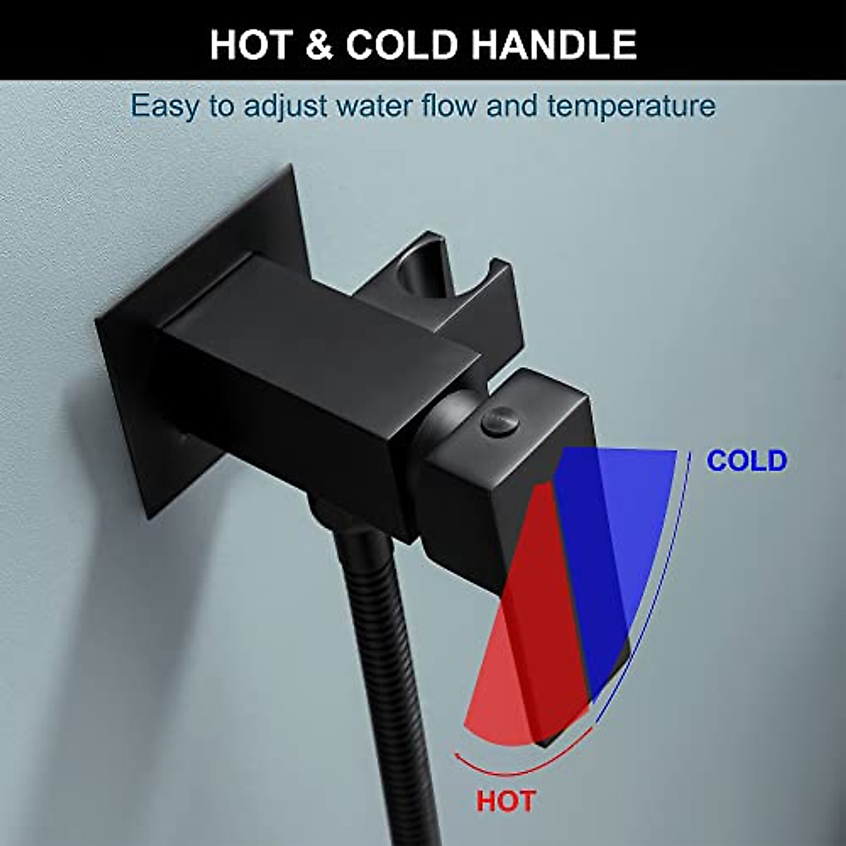 SHAMANDA Warm Water Bidet Sprayer for Toilet with Hot and Cold Brass Rough-in Valve, Stainless Steel Handheld Bidet Attachment Set for Feminine, Pets and Baby Diaper Wash, Matte Black, BDS08-7