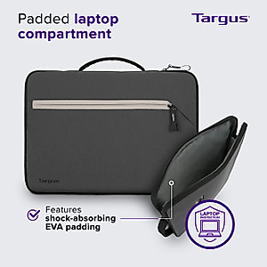 Targus City Fusion Laptop Sleeve 13 to 14 Inch Laptop Case for Dell, Lenovo, Apple MacBook or Chromebook, Laptop Cover with Handle, Water-Resistant Laptop Sleeve, Grey (TBS571GL)