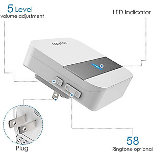Driveway Alarm Wireless Outside Weatherproof Battery Included Motion Sensor Alarm with 500ft Long Rang 58 Chimes and 4 Level Volume