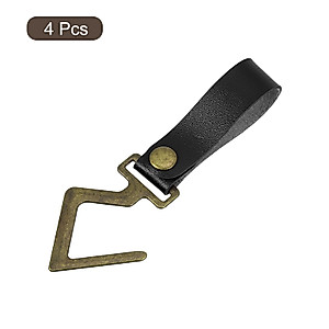 uxcell Leather S Hooks, 4Pcs Camping Hook Hanger Multipurpose S-Shaped Hangers for Outdoor Picnic Hanging Pots Pans Utensils, Black
