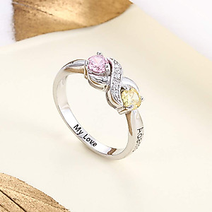 Tian Zhi Jiao Personalized Infinity Engagement Promise Rings for Her Custom 2 Simulated Birthstone Mothers Rings Engraved 2 Names Jewelry for Women (8)