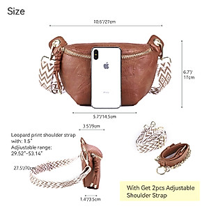Fanny Packs Waist Bag for Women-Fashion Crossbody Bags Chest Purses Belt Bag with 2 Adjustable Strap (Brown)