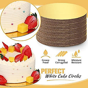 50 Pack Round Cake Boards 8" Gold Circle Cake Base Cardboard Cake Round Grease Proof Disposable Cardboard for Baking Cake Pizza