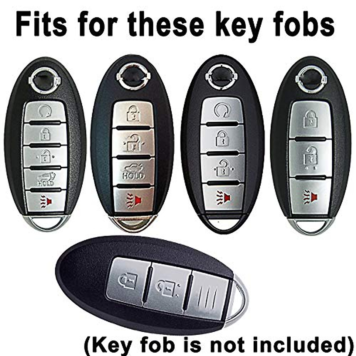 Silver Soft TPU Key Fob Cover Case Remote Jacket Shell Glove for Nissan Altima Maxima Armada Murano Rogue Sedan Pathfinder Leaf Titan Infiniti QX50 QX60 QX70 QX80
