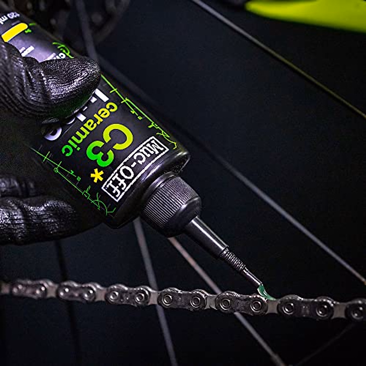 Muc Off C3 Ceramic Dry Chain Lube, 120 Milliliters - Premium Bike Chain Lubricant with UV Tracer Dye - Formulated for Dry and Dusty Weather Conditions