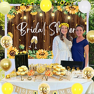 Yellow Sunflower Balloon Garland Arch Kit, Sunflower Bridal Shower Backdrop - Yellow White Gold Bachelorette Party Decorations with Artificial Flowers for Wedding Engagement Party Supplies