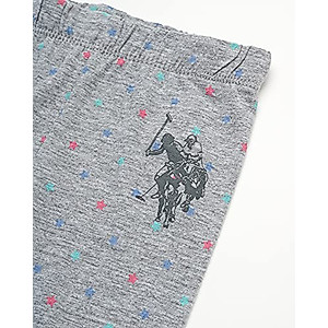 U.S. Polo Assn. Baby Girls' Pajama Set - 4-Piece Short Sleeve T-Shirt, Sleep Shorts, and Joggers (Sizes 2T-4T), Size 3T, Grey/Pink Stars