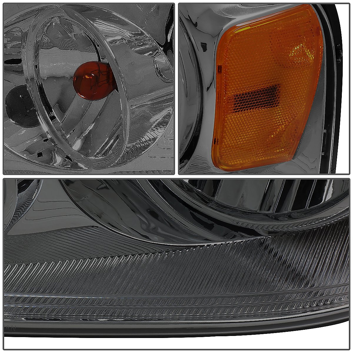 DNA Motoring HL-OH-F1504-SM-AM Smoke Lens Amber Headlights Replacement Compatible with 04-08 F-150/06-08 Mark LT