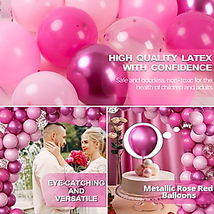 OuMuaMua Pink Balloons Hot Pink Balloons Set, 62Pcs Metallic Pink Balloons Magenta Balloons Baby Light Pink Balloons for Women Girls Baby Shower Birthday Princess Party Decorations, 12 Inch