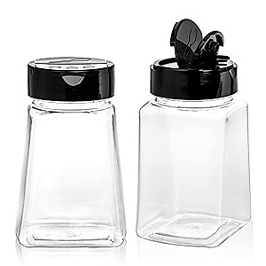 Tebery 16 Pack Clear Plastic Spice Jars with Black Flap Cap, 9OZ Seasoning Jars Storage Container Bottle To Pour Or Sifter Shaker for Storing Spice, Herbs and Powders