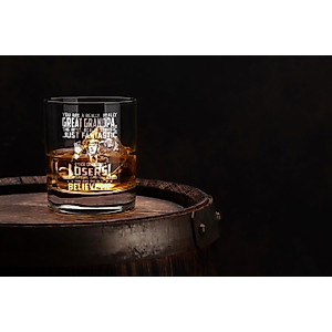 MINIVINE Christmas Gifts For Grandpa - Grandpa Gifts From Granddaughter, Grandson - Grandpa Birthday Gifts - Promoted To Grandpa, Grandchildren, Grandkids - 10oz Whiskey Rock Glass