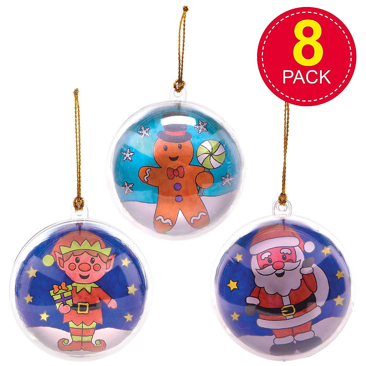 Baker Ross AT163 Christmas Colour in Baubles, Festive Arts and Crafts (Pack of 8), Assorted