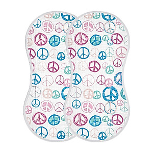 vvfelixl Baby Burp Cloths Peace Sign Baby Newborn Cotton Burping Cloths Set Baby Washcloths 4 Pack