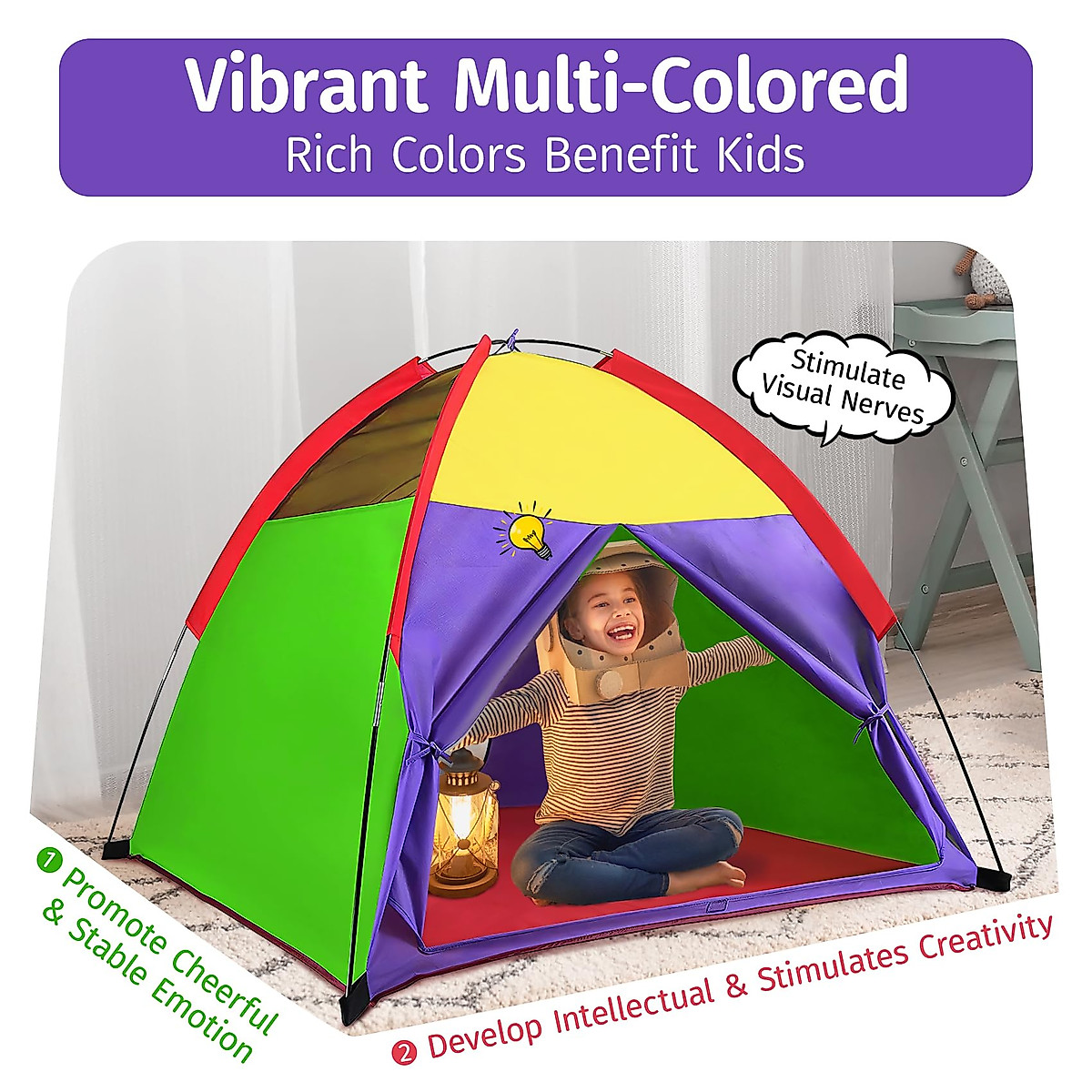 Alvantor Kids Tents Children Play Tent Toddler Pop Up Tent For Kids Boys Girls Toys Indoor Outdoor Playhouse Camping Playground Rainbow 58”x58"x47"