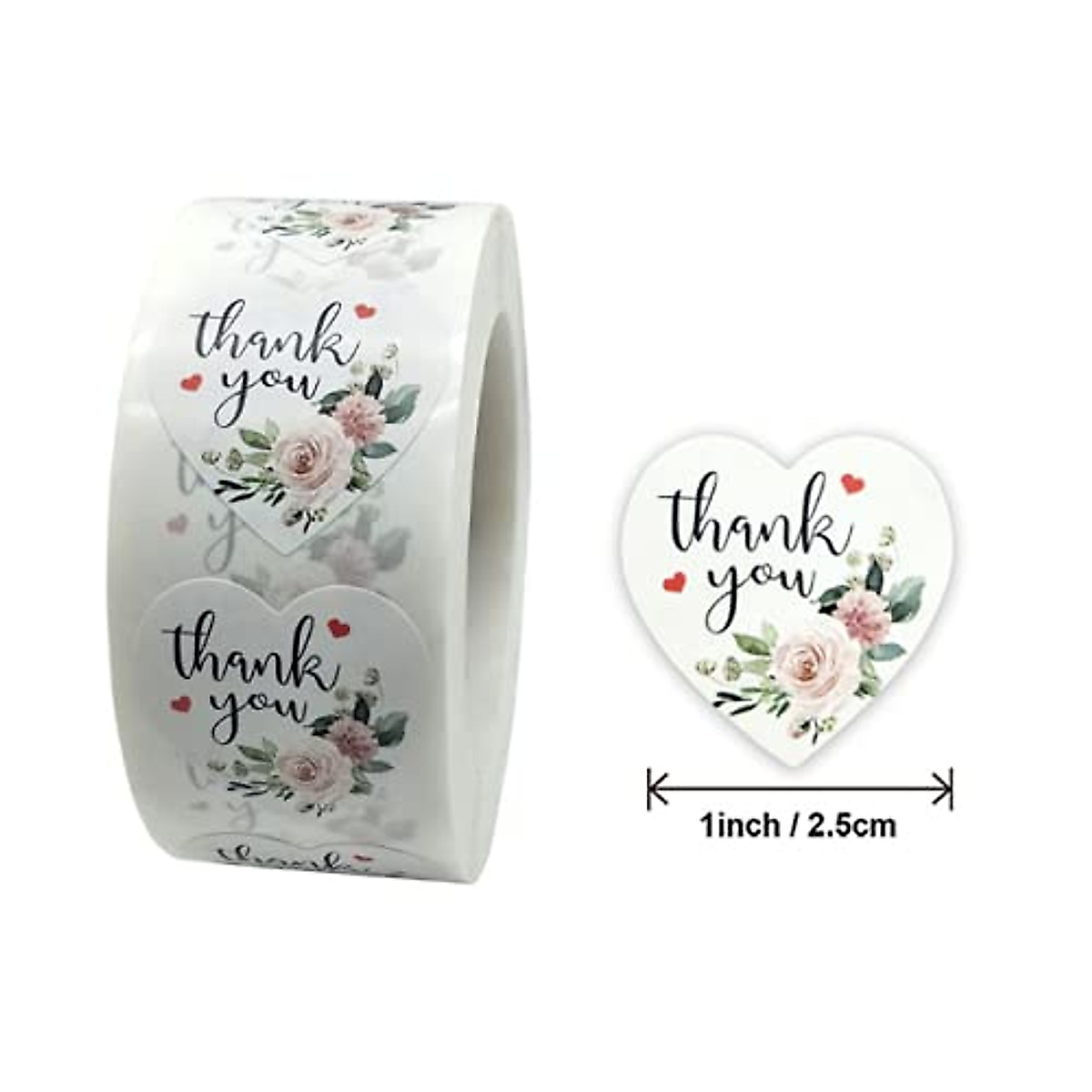 BILU Thank You Business Stickers,Valentine's Day Stickers Round Floral Thank You Sticker Adhesive Labels Roll for Boutiques,Weddings,Bags,Boxes,Envelope Seal Supplies Decorative