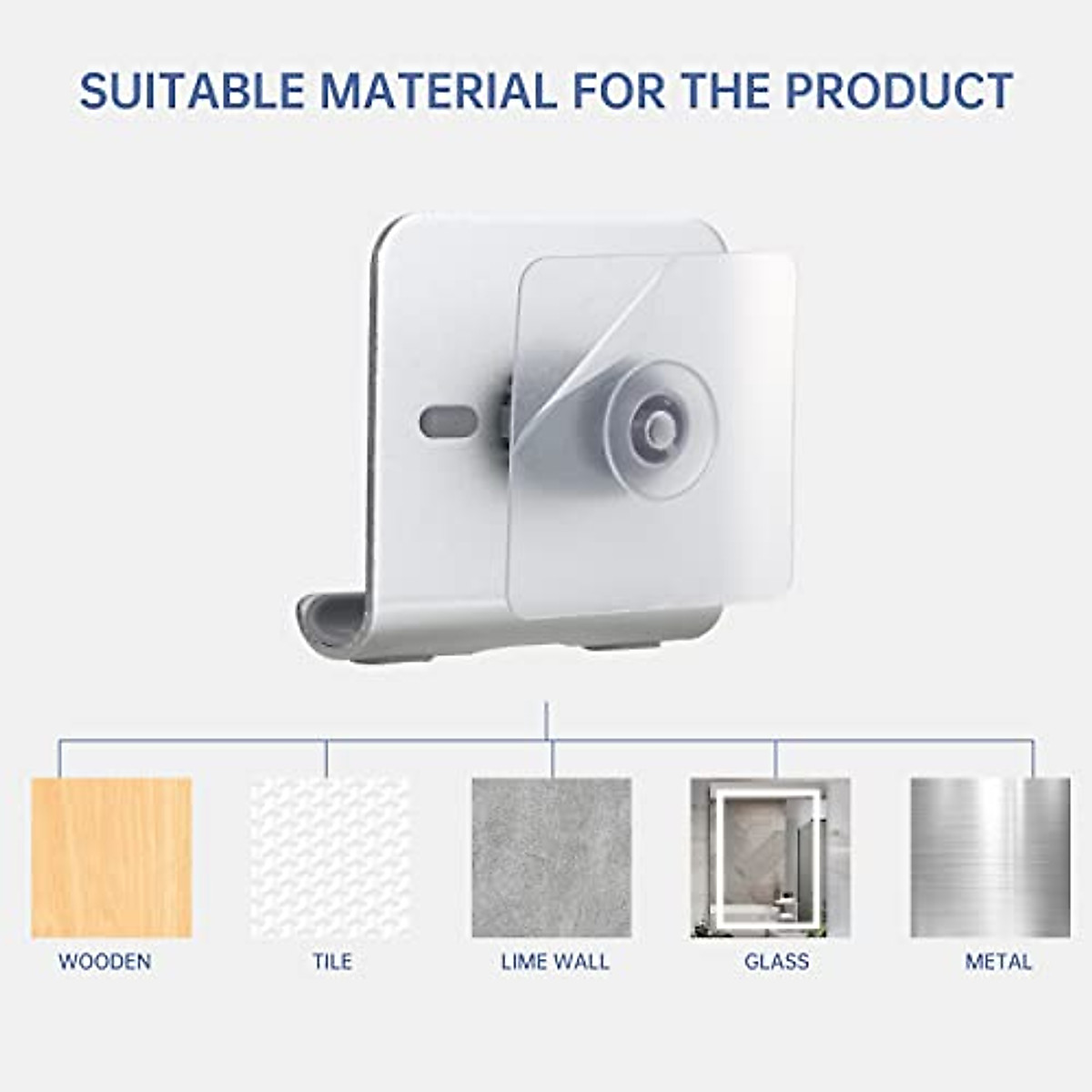 2 PCS Shower Phone Holder, Shower Phone Mount Phone Holder for Shower Wall Mount Phone Holder Phone Wall Mount Adjustable Cellphone Stand Cell Phone Stand with Adhesive Pads for Bathroom Kitchen