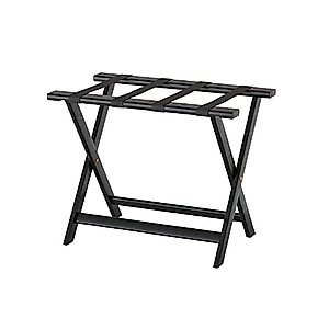 Krollen Industrial 24 1/2" x 15" x 20" Black Wood Folding Luggage Rack