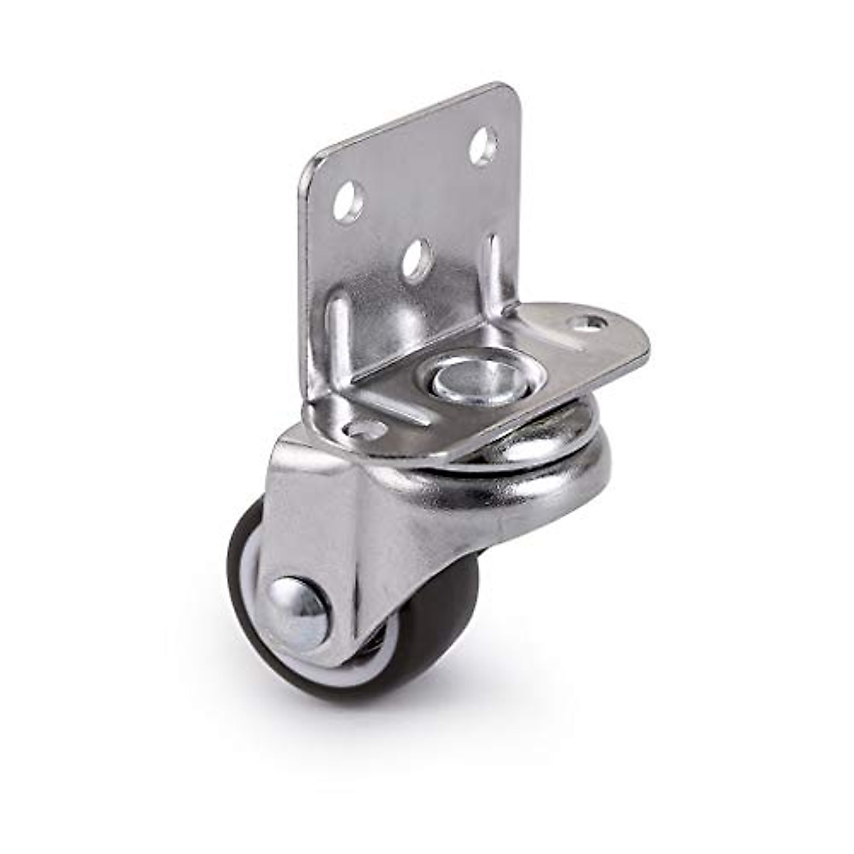 Skelang 4 Pcs 1 Inch Side Mounting Casters, TPE Swivel Plated Caster Wheels, L- Shaped Mute Wheel, Replacement for Baby Bed, Carts Trolley, Kitchen Cabinet, Furniture, Table, Loading Capacity 100 Lbs