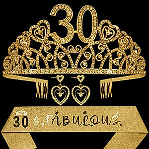 30th Birthday Gifts for Women,30th Birthday Tiara and Sash,30 and Fabulous,30th Birthday Crown,30th Birthday Decorations for Women,30th Birthday Party Favor,30th Birthday Supplies,30th Bday Tiara