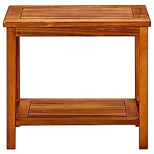 GOLINPEILO Solid Acacia Wood Side Table with a Bottom Shelf, Wooden Side Table End Table Couch Table for Living Room Home, Office 19.7" x 13.8" x 17.7" -AA