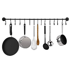 YourGift 10 Pack Heavy Duty S Hooks Black S Shaped Hooks Hanging Hangers Hooks for Kitchen, Bathroom, Bedroom and Office: Pan, Pot, Coat, Bag, Plants(10 Pack/Black/Small)