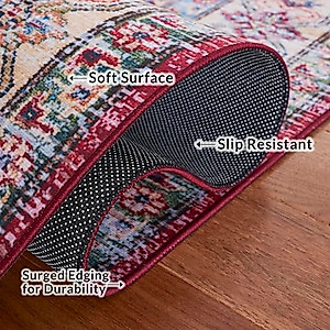 SAFAVIEH Tucson Collection Accent Rug - 4' x 6', Rust & Beige, Persian Design, Non-Shedding Machine Washable & Slip Resistant Ideal for High Traffic Areas in Entryway, Living Room, Bedroom (TSN196P)