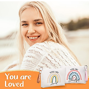 Inbagi 10 Set Inspirational Gifts Bulk for Women with 10 Keychains and 10 Bags Thank You Employee Appreciation for Adults (Rainbow)