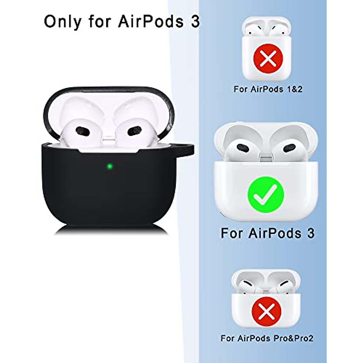 4-in-1 for AirPods 3 Case Cover Accessories Set Kit, Cute for AirPod 3rd Generation Case Skin with Fur Ball Pompom/Wristlet Bracelet Keychain/Credit Card Holder Purse for Women and Girls Black