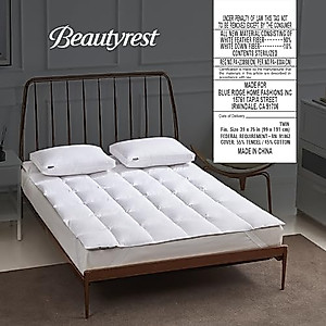 Beautyrest Tencel/Cotton Blend Featherand White Down Fiber Matress Topper with Elasticized Anchor Bands