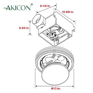 Akicon Ultra Quiet Bathroom Exhaust Fan with LED Light 80CFM 2.0 Sones Round Bathroom Ventilation Fan with Frosted Glass Cover Matte Black Finish (Matte black)