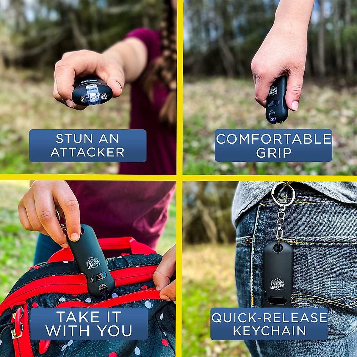 Streetwise Smart 24,000,000 Stun Gun Keychain Rechargeable with LED Flashlight - Personal Defense Equipment - Protection Keychain - Pink