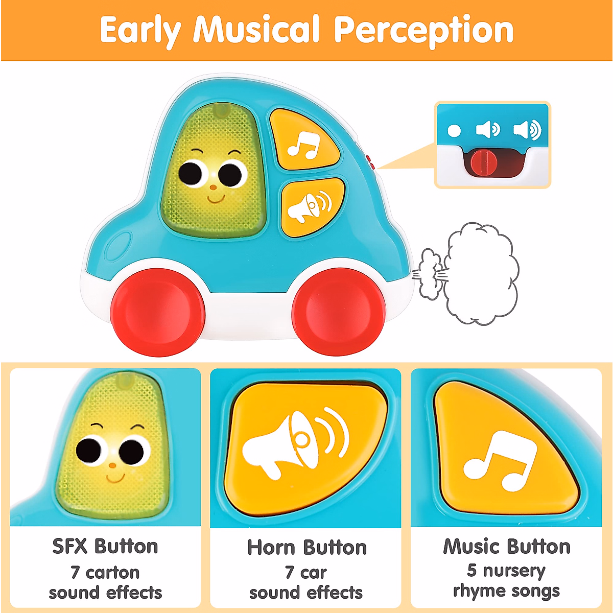 iPlay, iLearn Baby Musical Toys for 1 Year Old, Toddler Hammer Pounding Toy W/Lights and Sounds, Infant Key Sensory Teething, Learning Christmas Babies Gift for 12 18 Months 1-3 Yr Old Kid Girls Boys