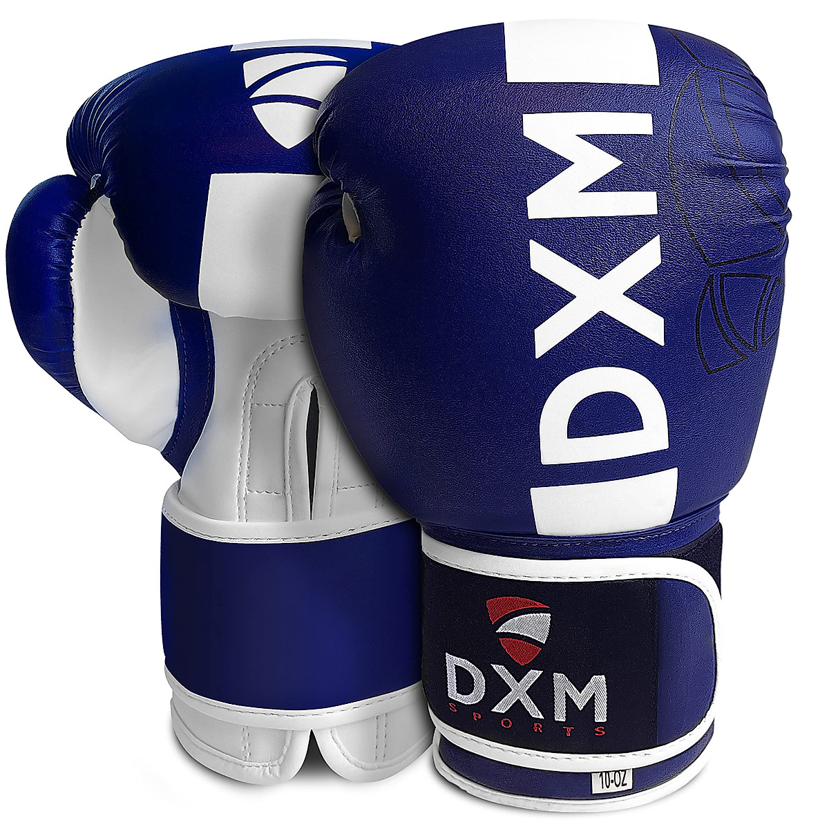DXM SPORTS Boxing Gloves for Men & Women, Boxing Training Gloves Ideal for Heavy Punching Bag Workout Kickboxing, Muay Thai, MMA Blue & White, 8 oz
