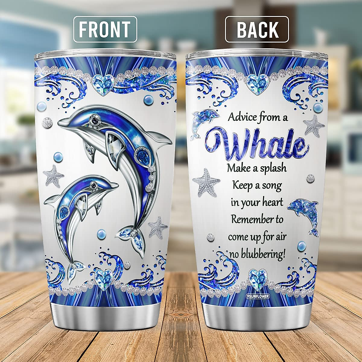 9SUNFLOWER Whale Coffee Tumbler Jewelry Style Cute Birthday Gifts For Girls Women Friends Animal Lovers Large Travel Mug With Lid Insulated Cups Inspirational Quotes Steel Mugs