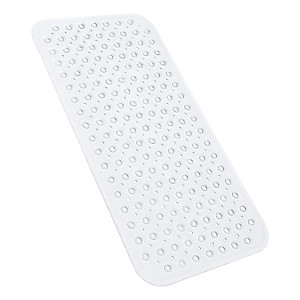 YINENN Bath Tub Shower Stall Mats 31x15.5 Inch Non-Slip and Latex Free, Bathtub Mat with Suction Cups, Machine Washable Bathroom Mats with Drain Holes (Clear)