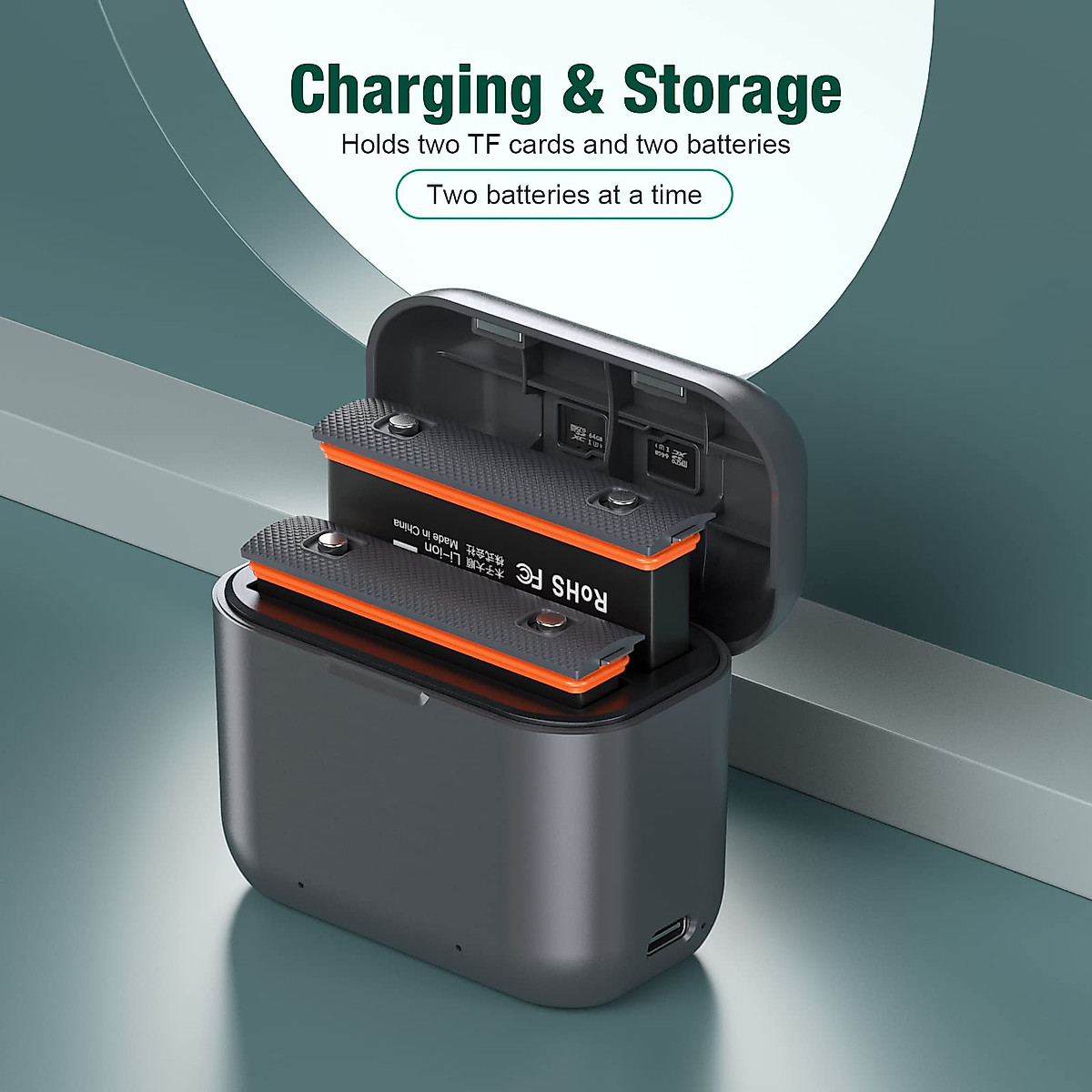 FirstPower Replacement Insta360 X3 Battery 1800mAh 2-Pack and Dual Slot USB Fast Charger Hub Compatible with Insta360 X3 Action Camera