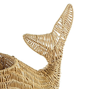 Kaplan Early Learning Whale Washable Wicker Floor Basket | Ocean-Inspired Woven Rattan Storage Bin | Home Decor Organizer