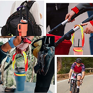 Palksky Water Bottle Strap, Silicone Strap for Water Bottle Sling Handle Waterproof Quick Drying with Safety Ring Carabiner for Most 8-40oz Bottles Compatible with Stanley Cup Accessories Black