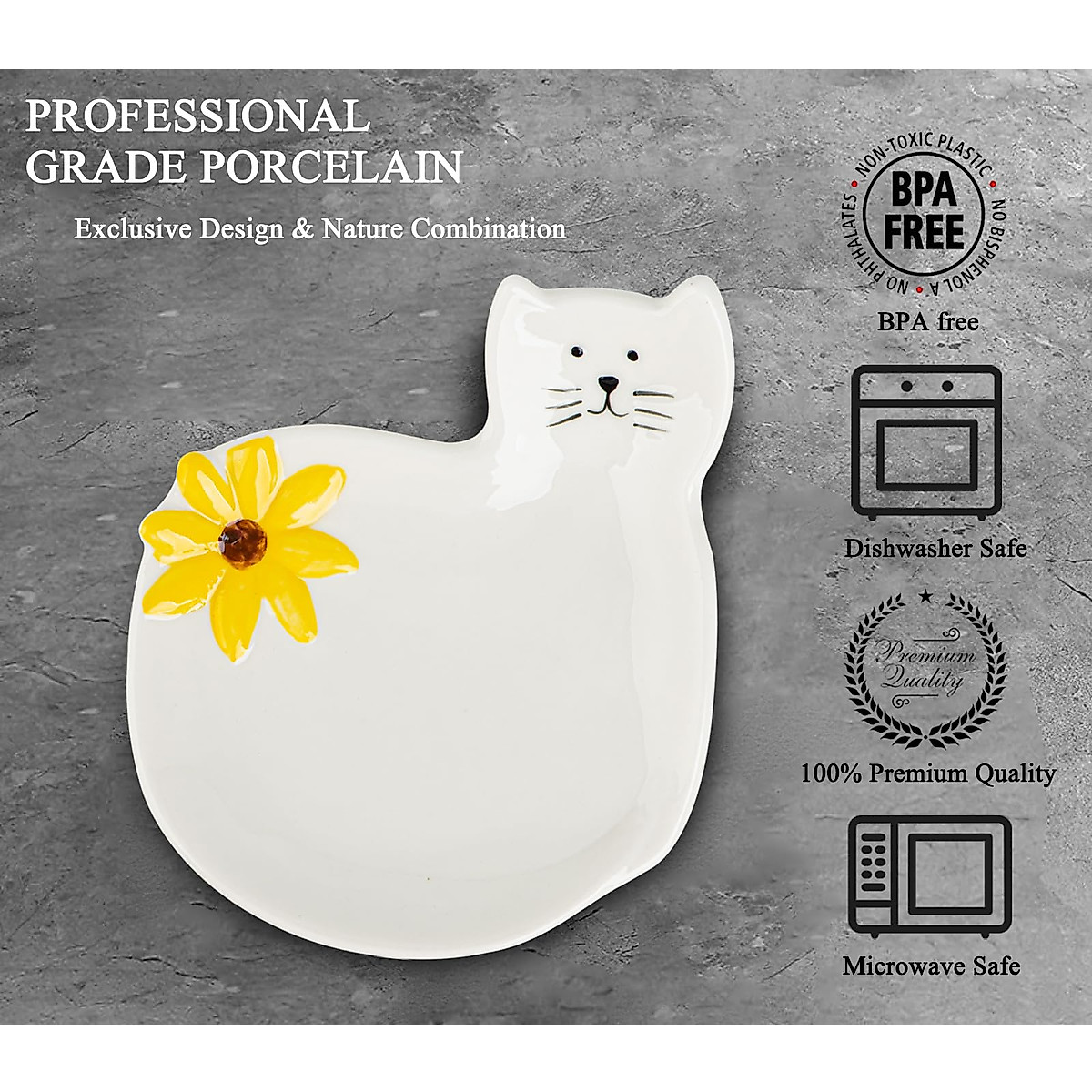 Cat Spoon Rest With Sunflower Spoon Holder For Stove Top White Ceramic Spoon Rest For Stove Top