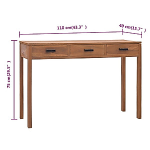 YUHI-HQYD Office Desk,Console Table,Dorm Room Study Desk,Office Desk with Drawers,Modern DeskSolid Wood Desk,Secretary Desk,for Home Office Workstation,43.3"x15.7"x29.5" Solid Teak Wood
